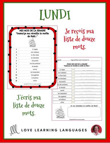 Le vocabulaire de Noël -One week French vocabulary program for ...