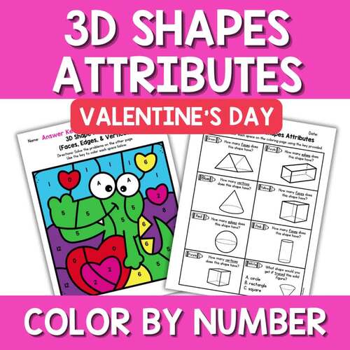 Valentine's Day 3D Shapes Attributes Color by Number CodeVertices ...