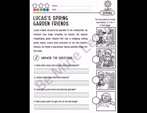 Sequencing Stories with Pictures | Spring Reading Passages with answers