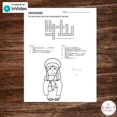 Catholic Saint Word Puzzles - No Prep Activity - St Genevieve | TPT