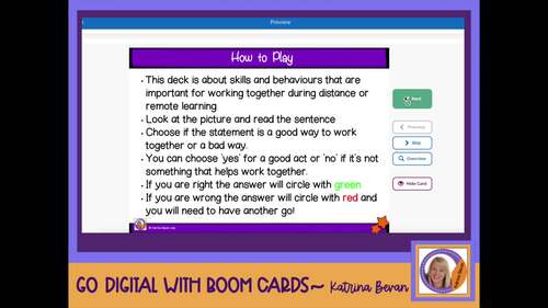 Boom™ Cards: Following Rules: Distance Learning by Katrina Bevan