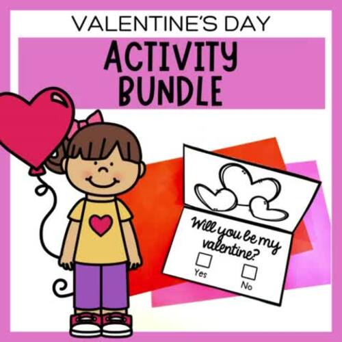 Valentine's Day Activity Bundle | Valentine Writing & Math Worksheets