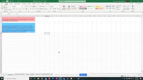 Assignment Tracking Sheet - Excel and Google Sheets by Create-Abilities