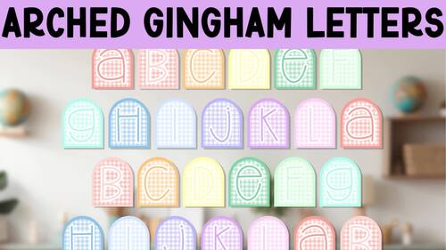 Arched Gingham Pastel Bulletin Board Letters | Door Decor | Bulletin ...