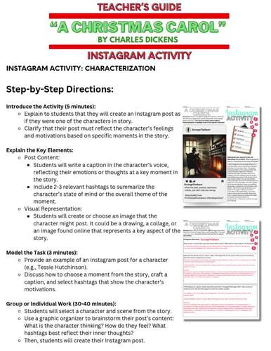 "A Christmas Carol" Instagram Character Trait Activity - CCSS, Student ...