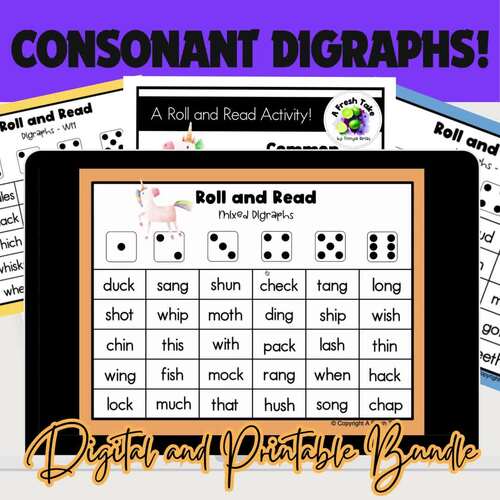 Roll & Read Mixed Digraphs Words & Sentences Digital & Printable ...