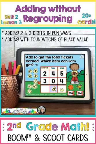 Boom Cards: Addition to 1,000 without Regrouping: Adding 2 & 3 digits ...