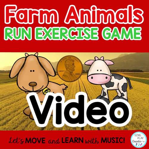 Farm Animal Run Exercise for Kids, Brain Break, P.E. Indoor Workout, Game