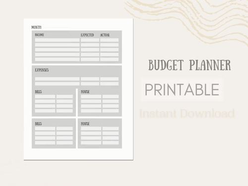 Monthly Financial Budget Planner, monthly finances, printable budget ...