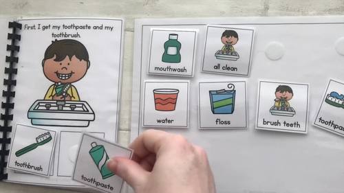 Brushing Teeth Life Skills Adapted Book Sequencing by Teaching Autism