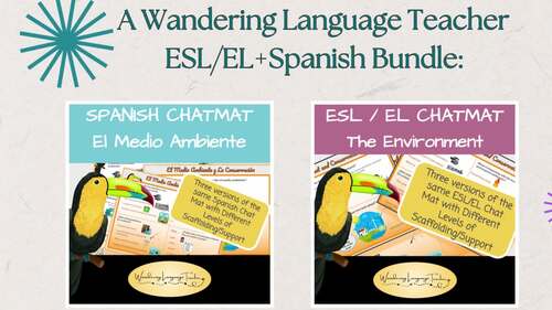 ESL/EL + Spanish Environmental Chat Mat/Earth Day/ Día de la Tierra Bundle