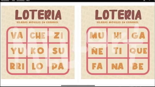 Lotería/Bingo de las sílabas móviles en español by Mellart | TPT