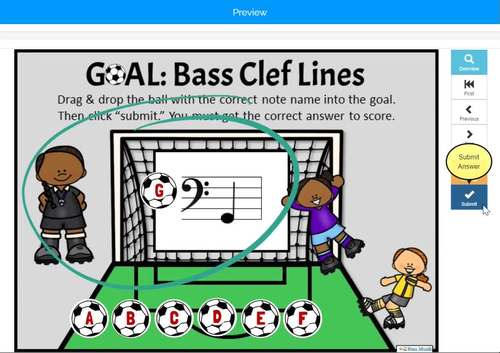 Bass Clef Note Names Interactive Game | Boom Cards Set 2 - BASIC LINES