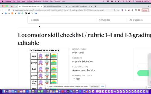 Locomotor skill rubric 1-4 and 1-3 grading, editable by That'll Teach Em