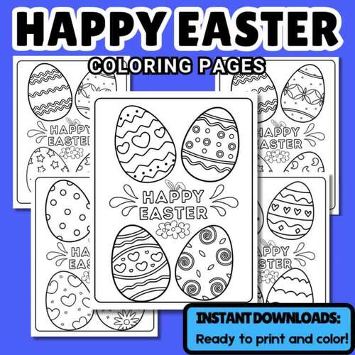 Easter Coloring Pages- Easter Eggs Spring Break Activities | TPT
