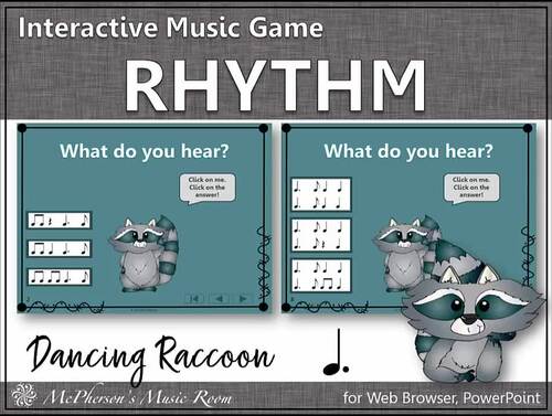 Rhythm Game Dotted Quarter Note Interactive Music Game {Dancing Raccoon}