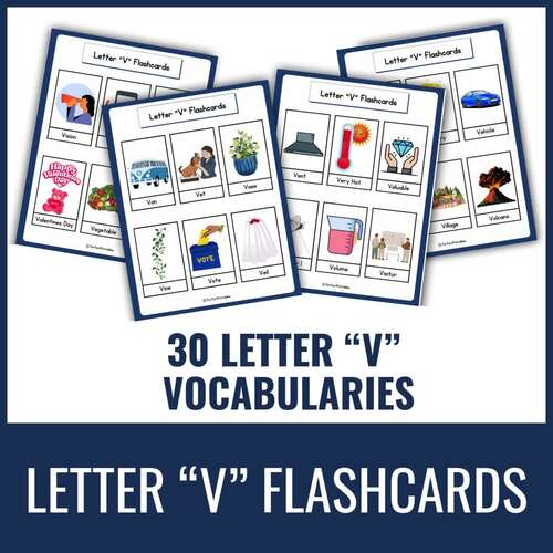Letter "V" Vocabulary Flashcards | Interactive Alphabet Cards For Early ...