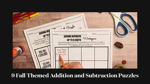 4 NBT 4 Fall Harvest Themed Addition and Subtraction Word Problems Math ...