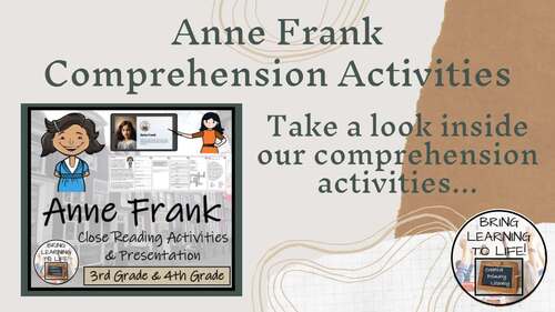 Anne Frank Close Reading Passage & Comprehension Activities | 3rd–4th Grade
