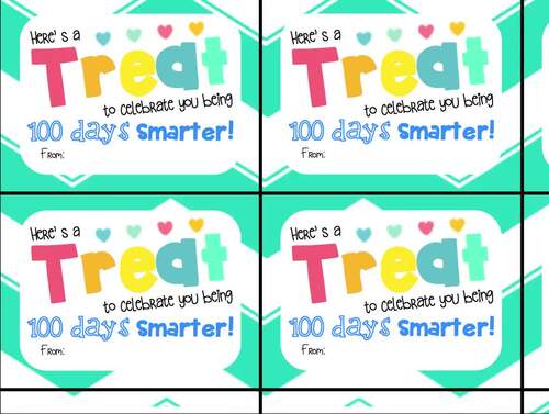 Rice Krispies Treats (Sweet Treats) 100th Day of School Gift Tag- Here ...