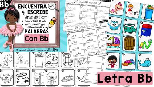 Spanish Write the Room Letter Bb | Bilingual Kindergarten Literacy Center