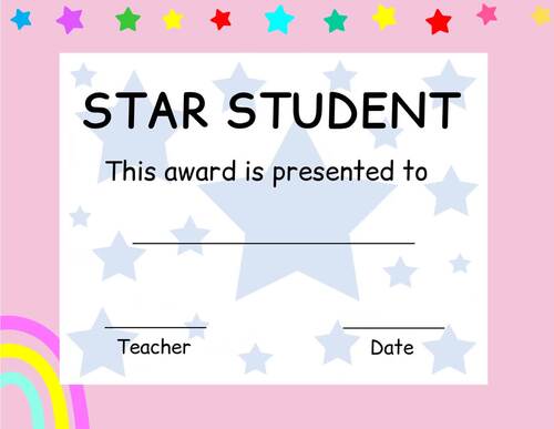 Printable Boho Star Student Awards, Editable Boho Star Student Awards