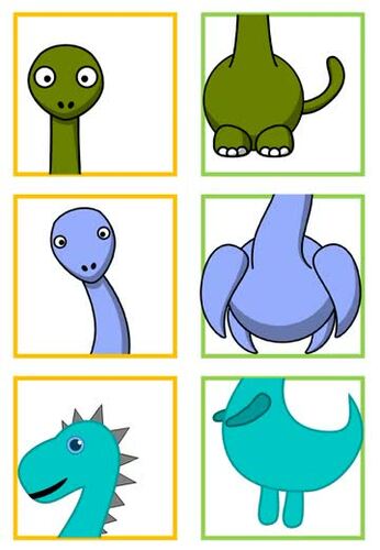 Matching Cards Half Halves Preschool Autism Therapy DINOSAURS MONSTERS