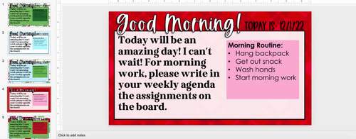 Festive Holiday Morning Slides / Daily Slide Template (for Google ...