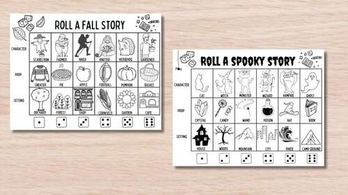 Roll a story for halloween , Autumn writing prompts for middle schoolers