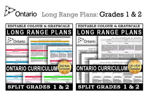 Split Grade 1/2 Ontario Long Range Plans Editable .docx and Print 'n Go ...