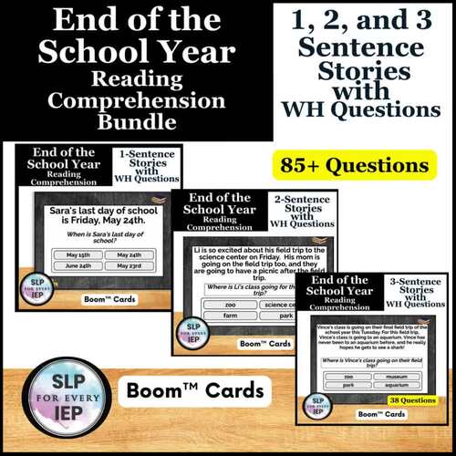 End of School Year Reading Comprehension Bundle with WH Questions Boom ...