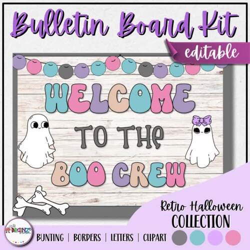 Trendy Halloween Classroom & Door Decor Kit | Editable Groovy Bulletin ...
