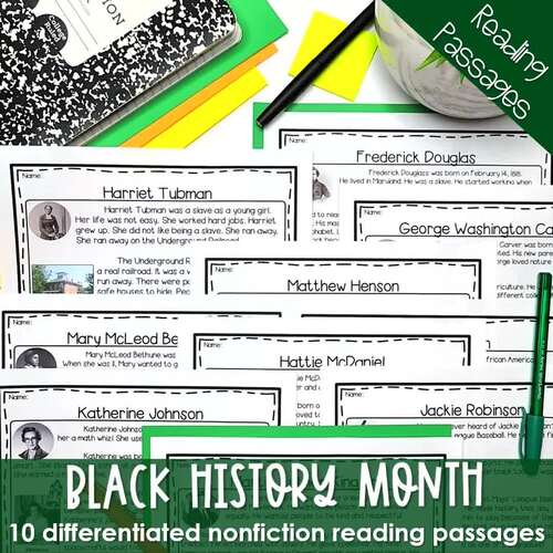 Black History Month Reading Comprehension Passages - Biographies