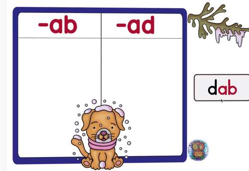 CVC WORD FAMILIES SHORT VOWEL A SORT PHONICS WINTER THEMED BOOM CARDS GAME