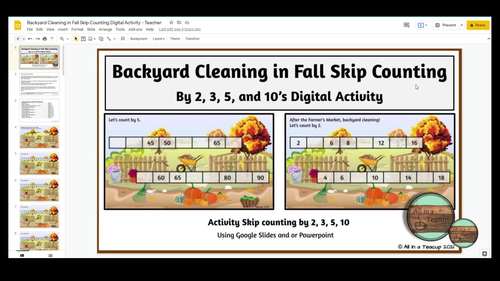 Skip Counting Fall Digital Activity 2,3,5, and 10 by All in a Teacup