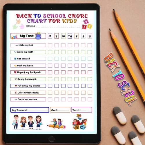 Editable Back‑to‑School Chore Chart • Visual Routine & Task Tracker for ...