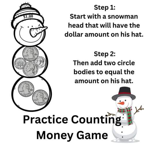Build a Snowman Money Game – Practice Counting U.S. Coins | TPT