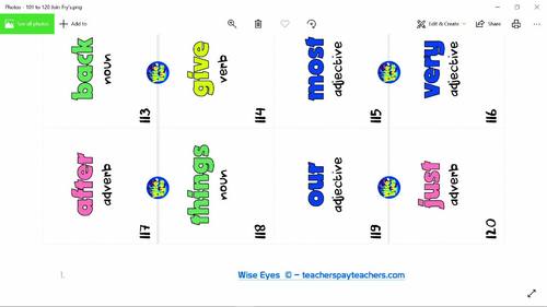 101 to 200 Fry's/Sight Words ~ Card Game ~ 50 Cards + 10 + Board by ...