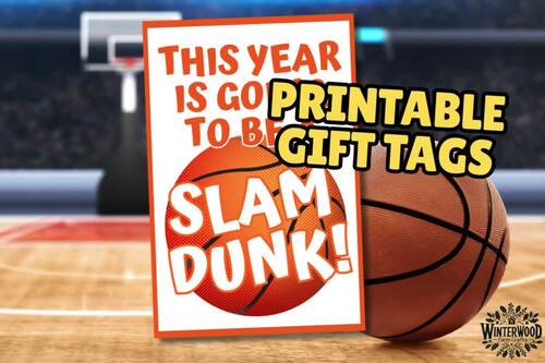 Slam Dunk Printable Gift Tags, Basketball Themed Tags by Winterwood ...