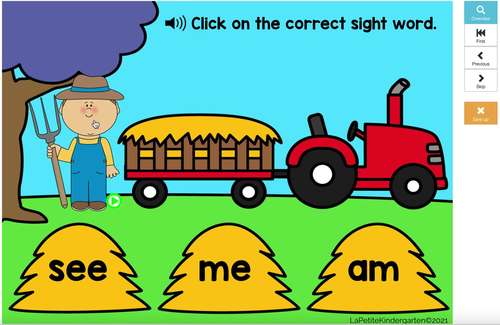 Fall Sight Words Level A Review BOOM Cards by La Petite Kindergarten