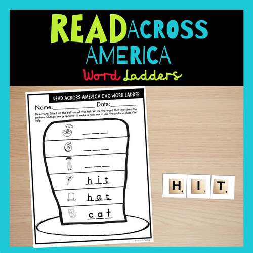Kindergarten March Read Across America Word Ladders by K1derful Teaching