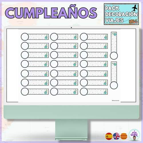 Editable Birthday display bulletin board - Travel theme classroom decor
