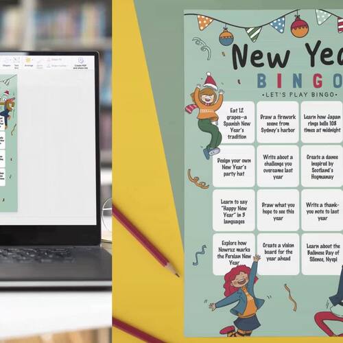 New Year Bingo | New Year Traditions Game | January Activity, Editable