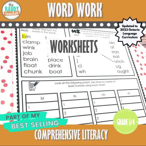 Grade 3/4 | Word Work Worksheets |New Ontario Language Curriculum 2023