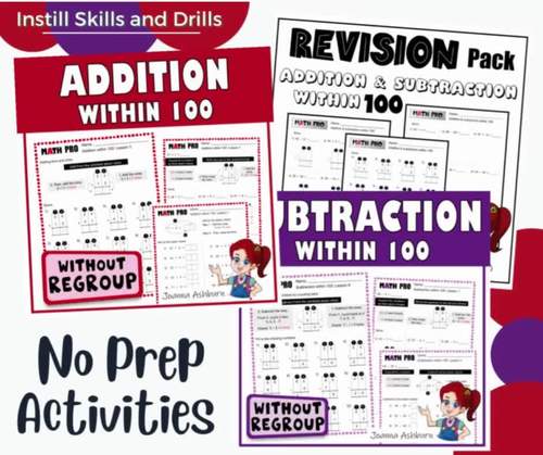 Add and Subtract within 100 Guided Practice and Enrichment Worksheets ...