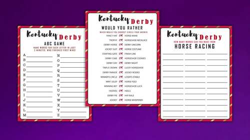Kentucky Derby Game Classroom Party Horse Race Activity Trivia Derby Facts