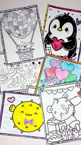 Valentine's Day Coloring Book | Valentine's Animals Coloring pages ...