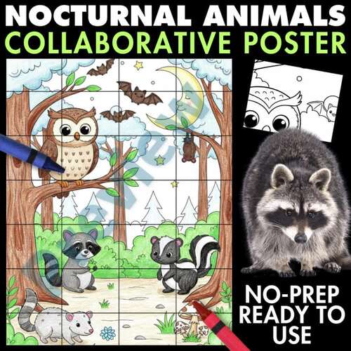 Nocturnal Animals Activity Bats Owls Fall Craft Collaborative Poster ...
