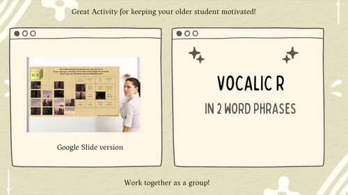 Vocalic R at the 2 Word level Articulation Game (Level 3) Slide & Boom Duo
