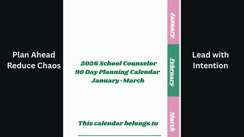2026 School Counselor 90-Day Calendar Bundle | Full Year Quarterly Planner